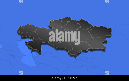 Political map of Kazakhstan with the several regions Stock Photo - Alamy