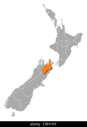 Tasman New Zealand Map grey Stock Photo - Alamy