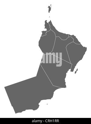 Political map of Oman with the several regions and governorats where Al ...