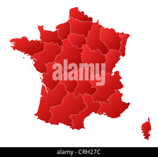 France, gray political map. Regions of Metropolitan France. French ...