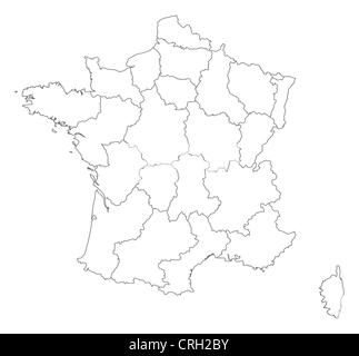 France, gray political map. Regions of Metropolitan France. French ...