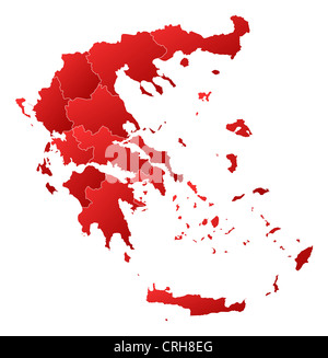 Greece In red color on globe reflecting on shiny surface. 3D ...