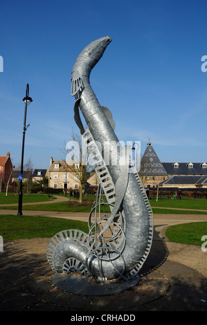 Eel sculpture in the Jubilee Gardens, Ely Cambridgeshire UK Stock Photo ...