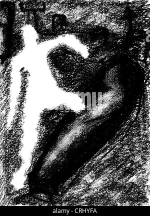 Black and white illustration of a spirit rising from grave Stock Photo ...