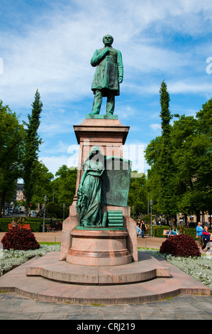 Statue of JL Runeberg the national poet of Finland in Esplanadi park ...