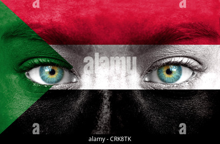 Human face painted with flag of Sudan Stock Photo - Alamy