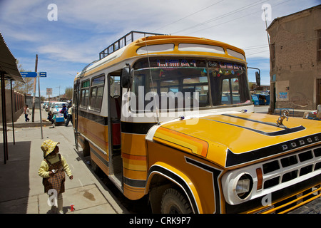 Old Dodge yellow bus Stock Photo - Alamy