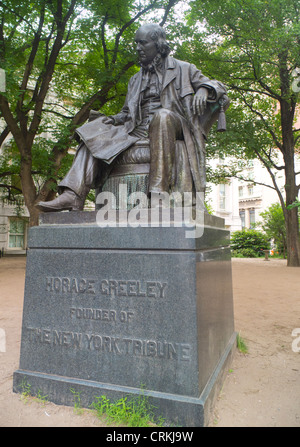 Statue of Horace Greeley, City Hall Park, New York NY USA Stock Photo ...