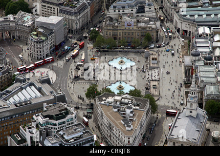 aerial view of Trafalgar Square & Nelson's Column with the National ...