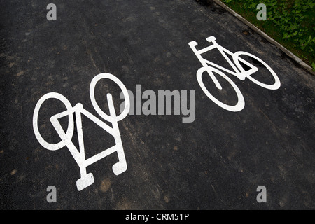 Cycle track, piktogram, cycling, sign, bike, Prague, Czech Republic ...