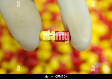 A gloved hand holds a single Amicycline capsules Stock Photo - Alamy