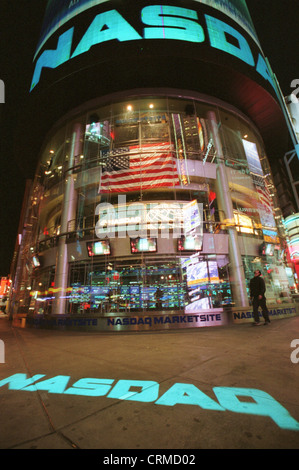 NASDAQ MarketSite building at night in Times Square in Manhattan, New ...