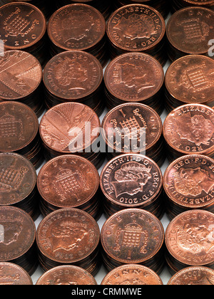 Piles of pennies, UK Stock Photo - Alamy