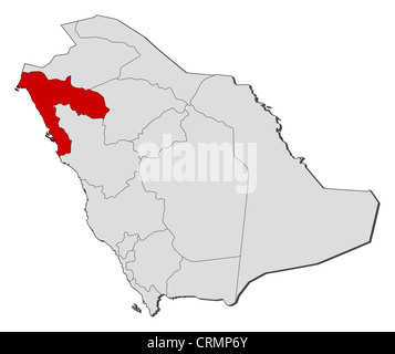 Shape of Tabuk, region of Saudi Arabia, with its capital isolated on ...