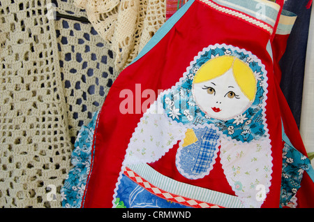 Ukraine, Odessa. Typical Ukrainian textile souvenir handicrafts, lace ...
