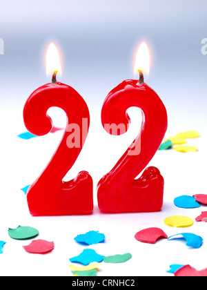 Burning birthday candles number 22 Stock Photo - Alamy