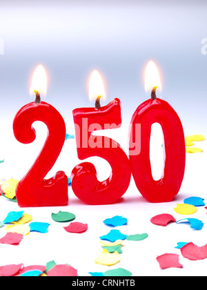 Birthday candle number 250 - Celebration balloons background Stock ...