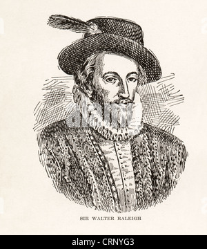 Engraving of Sir Walter Raleigh (c. 1552 – 1618), English landed ...