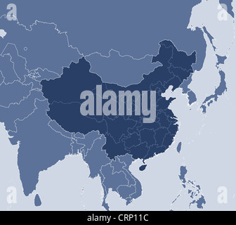 Peoples Republic of China, PRC, political map. Area controlled by China ...