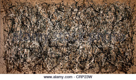 One: Number 31 (1950) by Jackson Pollock. Drip painting on a huge Stock ...