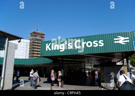 Travellers outside King's Cross railway station at King's Cross Square ...
