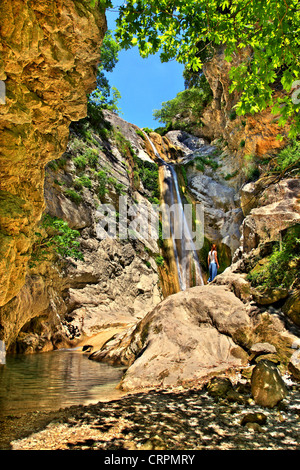 The largest among the waterfalls waterfall in Dimosari gorge, close to ...