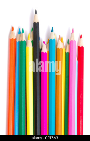 aligned colored pencils isolated on a white background Stock Photo - Alamy