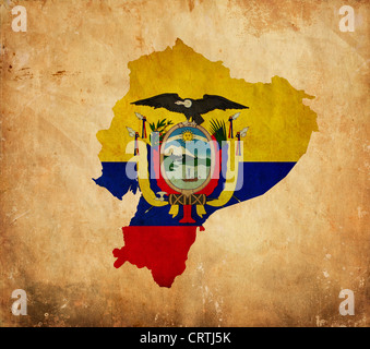 Flag on the map of Ecuador. Vintage Map and Flag of South American ...
