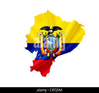 Flag on the map of Ecuador. Vintage Map and Flag of South American ...