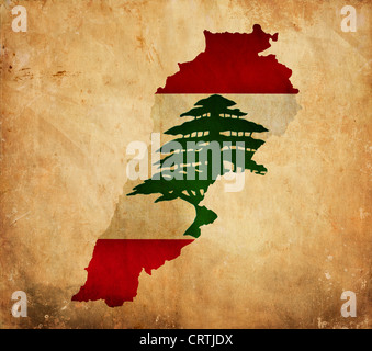 Vintage paper map of Lebanon Stock Photo - Alamy