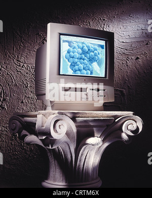 Computer monitor on pillar Stock Photo - Alamy