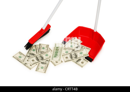 Brush sweeping dollars isolated on the white Stock Photo - Alamy