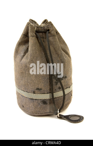 A Small leather empty open bag case Stock Photo - Alamy