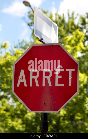 Arret STOP sign Montreal Quebec Canada Stock Photo - Alamy