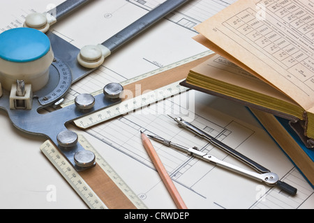 old technical drawings Stock Photo - Alamy