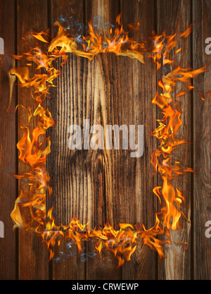 Old wood texture with fire frame Stock Photo - Alamy
