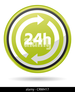 24 hours delivery icon isolated on 3d cyan blue round button abstract ...