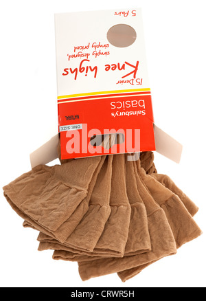 Box of Sainsburys basics one size natural pack of five knee high 15 ...