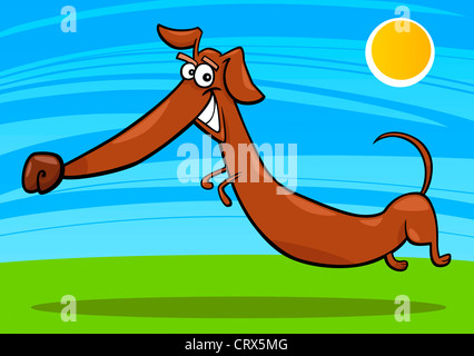 cartoon illustration of happy jumping dachshund dog Stock Photo - Alamy