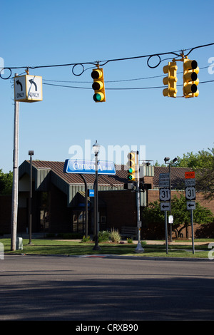 Overhead road signs and traffic lights signals Stock Photo - Alamy