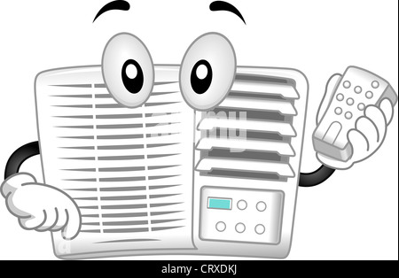 Mascot Illustration Featuring an Air-conditioner Stock Photo - Alamy