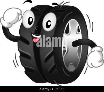 Mascot Illustration Featuring a Running/Rolling Tire Stock Photo - Alamy
