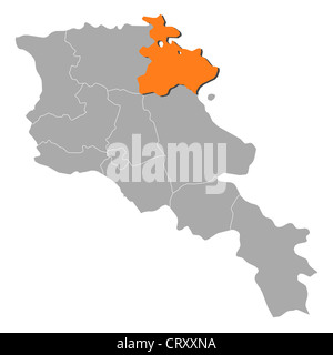 Political map of Armenia with the several states where Lori is ...