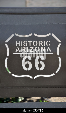 a bench in winslow on route 66 arizona Stock Photo - Alamy