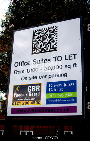 To let offices board sign on the side of a building Stock Photo - Alamy