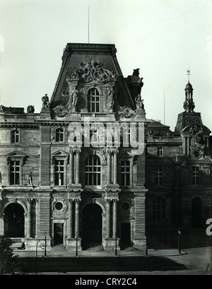 France, Paris, Louvre museum, Mollien pavilion and the pyramid, cyclist ...