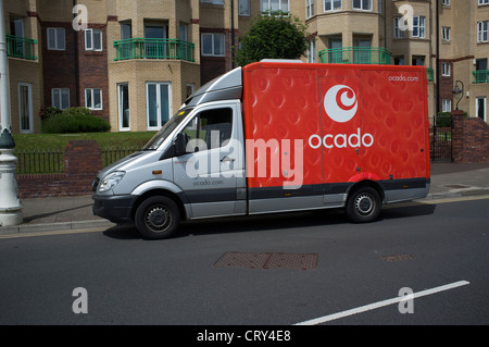 Ocado grocery home delivery van in rural Wales and the Wye Valley Stock ...