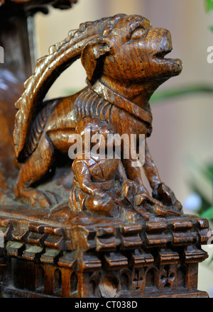 Medieval abbot's stall bench-end from Jervaulx Abbey, St Andrew's ...