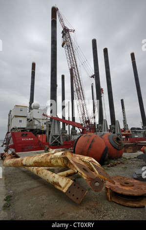 Excalibur Fugro Seacore drilling rig Holyhead harbour Anglesey Stock ...