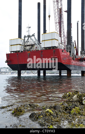 Excalibur Fugro Seacore drilling rig Holyhead harbour Anglesey Stock ...